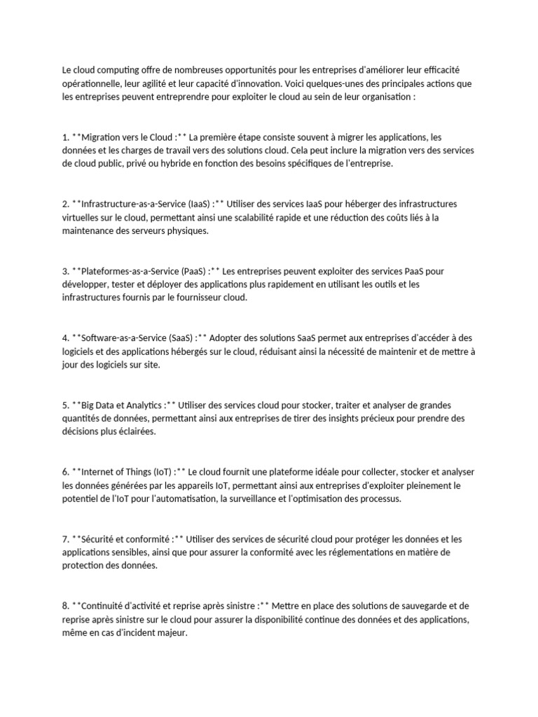 Le Cloud Au Sein D'une Entreprise | PDF