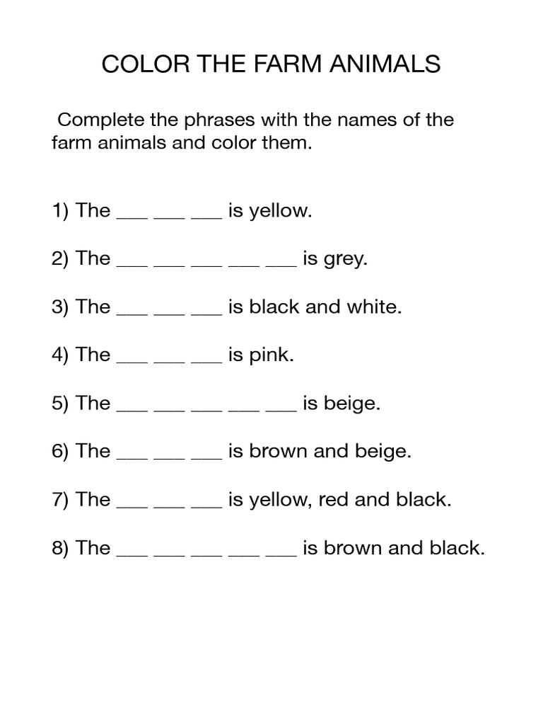 Farm Animals Coloring | PDF