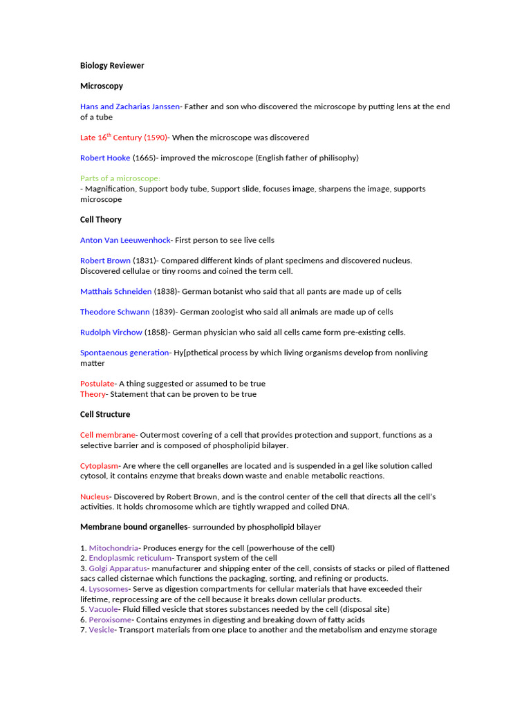 Biology Reviewer | PDF