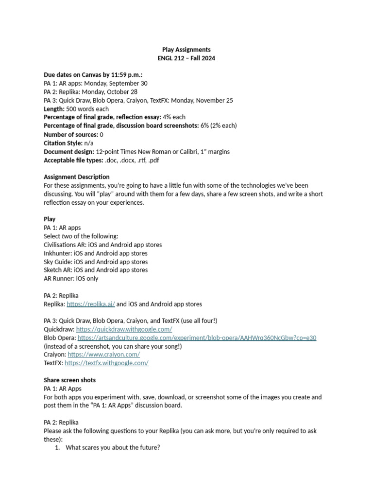 212 F24 Play Assignments | PDF | Artificial Intelligence | Intelligence (AI) & Semantics