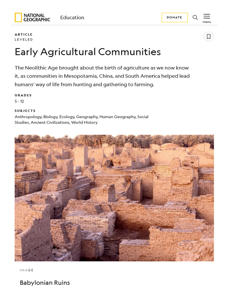 Early Agricultural Communities | PDF | Agriculture | Domestication