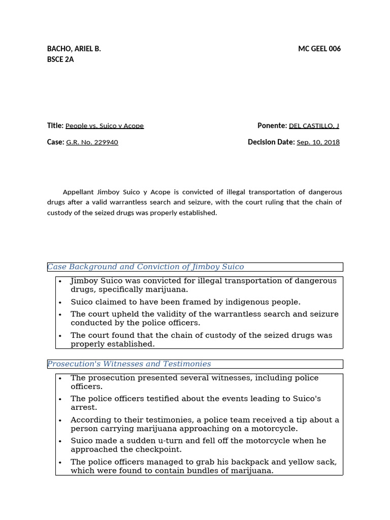 Case Background and Conviction of Jimboy Suico | PDF
