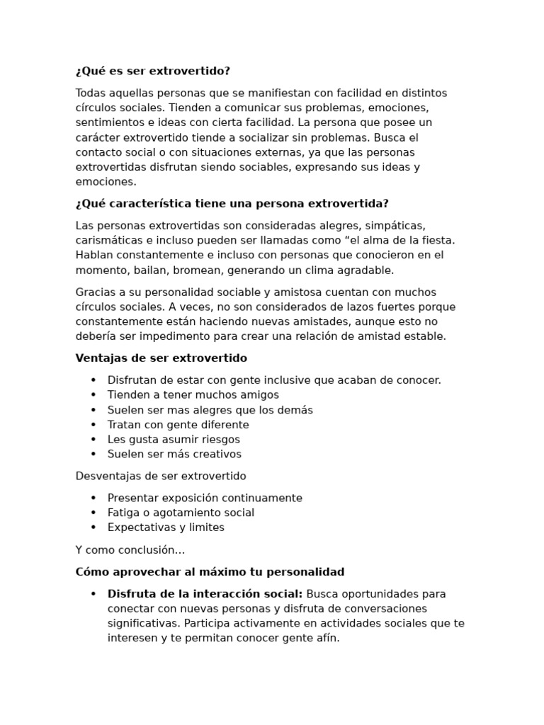 Qué Es Ser Extrovertido | PDF