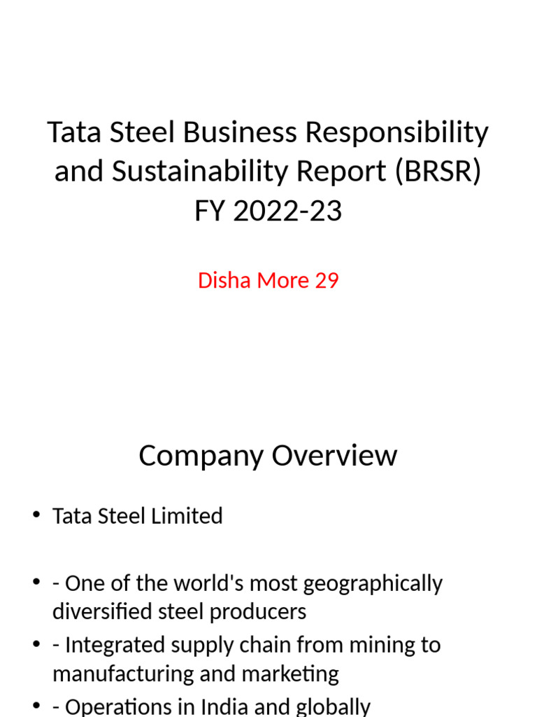 Tata Steel BRSR Presentation | PDF