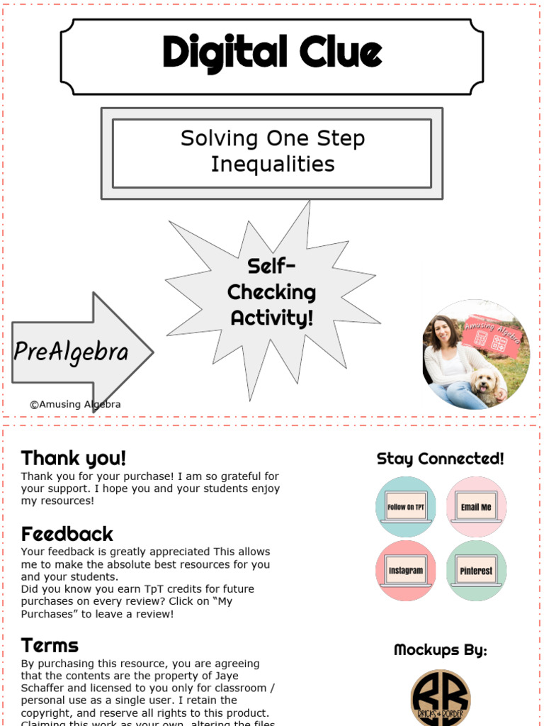 Instructions 1 Step Inequals Digital Clue | PDF