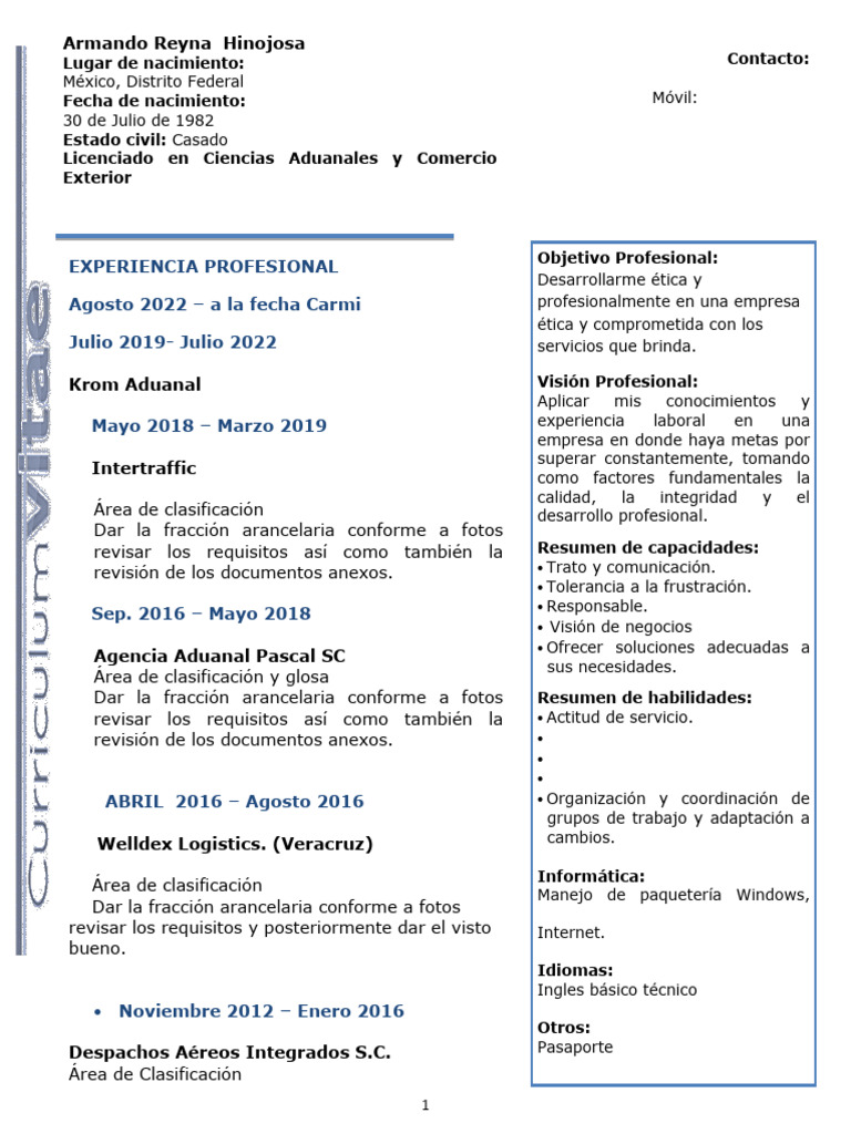 Cv Armando Reyna Hinojosa | PDF