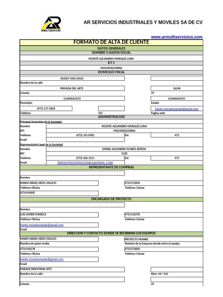 Formato Alta Cliente 2 | PDF