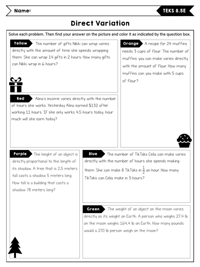 8.5E Direct Variation Worksheet | PDF