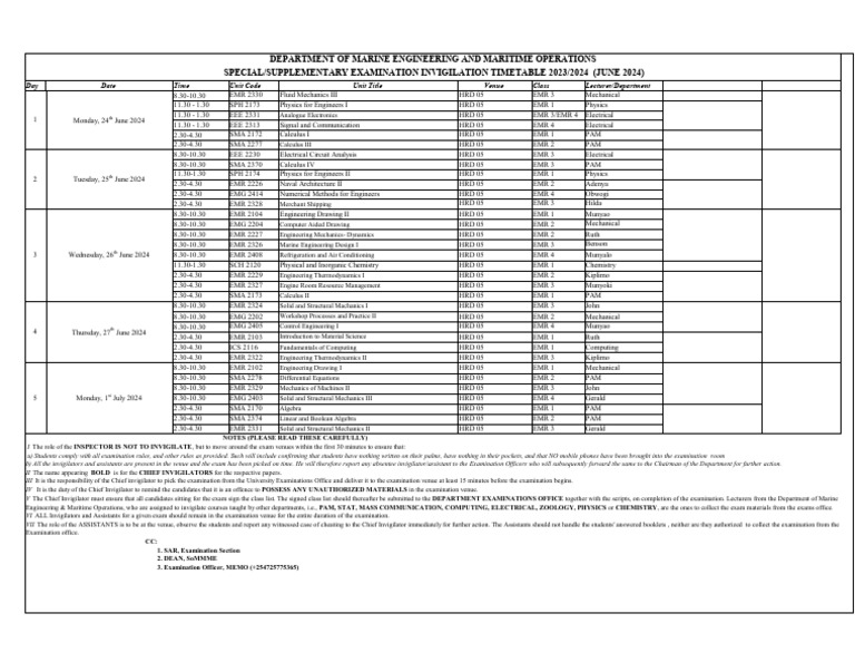 Final-Special - Supp - Exam Timetable June 2024 | PDF | Physical Sciences