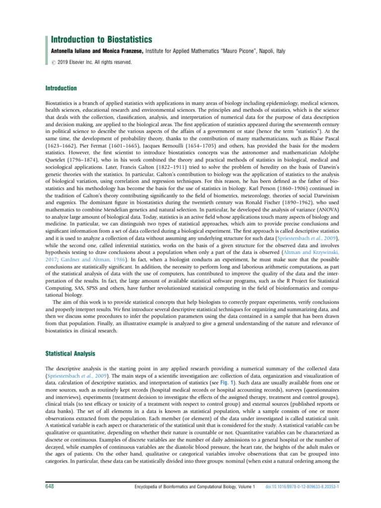 2019 Introduction+to+Biostatistics Elsevier | PDF