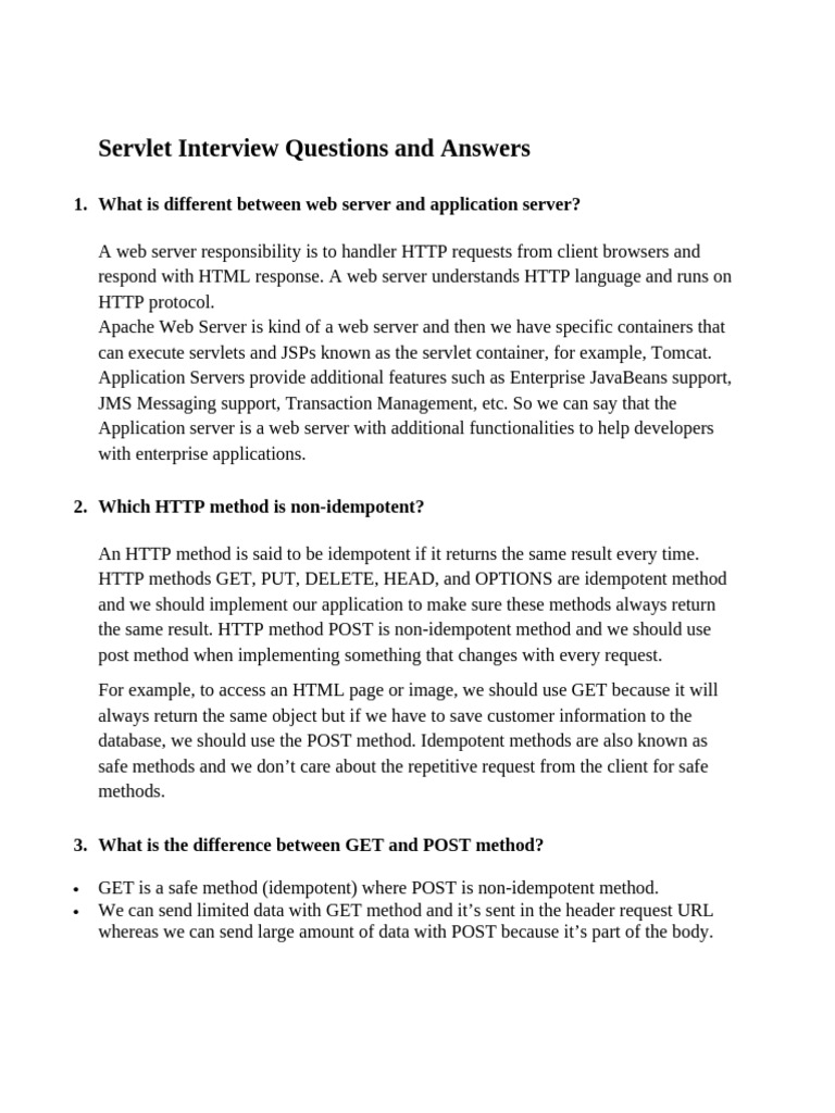 Servlet Interview Questions and Answers | PDF