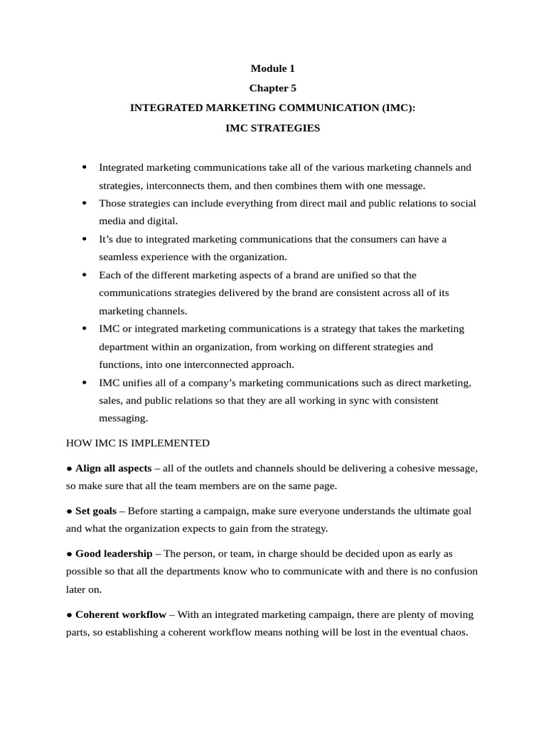 Chapter 5 - Imc - Imc Strategies - Extra Knowledge | PDF