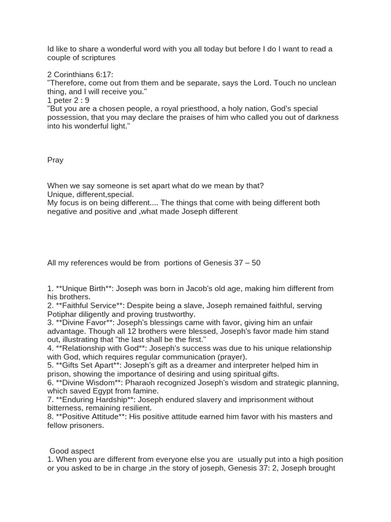 Being Set Apart | PDF