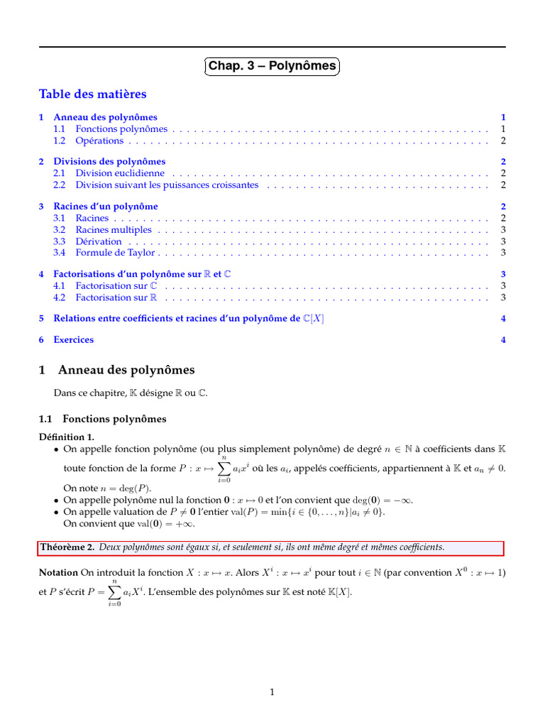 Chap03 Polynomes | PDF