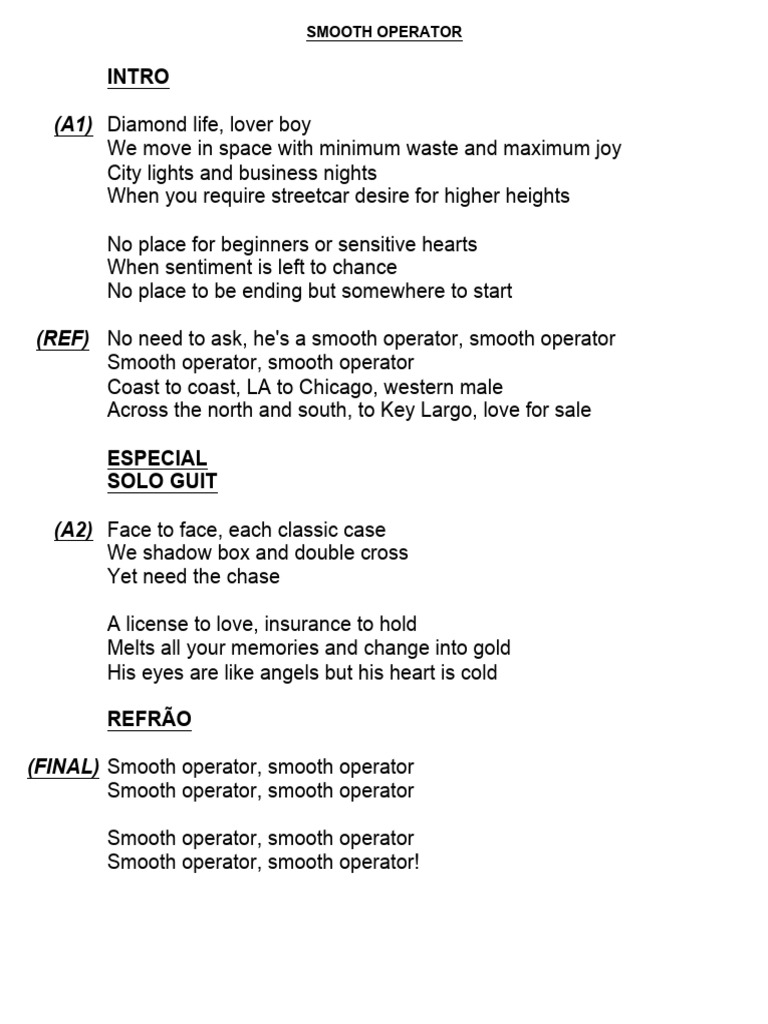 Smooth Operator - Letra | PDF