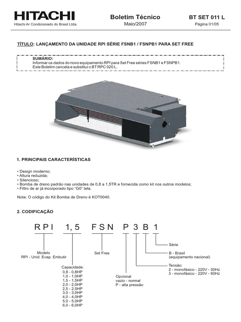 BT SET 011 L - Lançamento RPI - FSNB1 E PB1 para Set Free | PDF