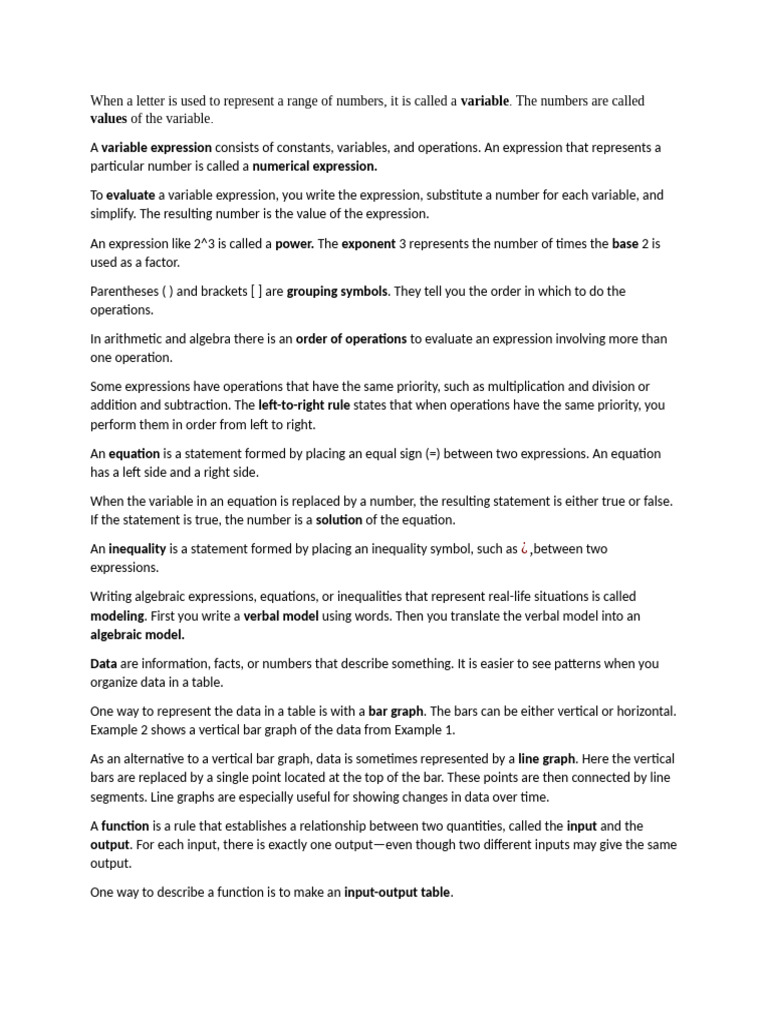 Algebra 1 Notes For All Exams | PDF | Numbers | Real Number