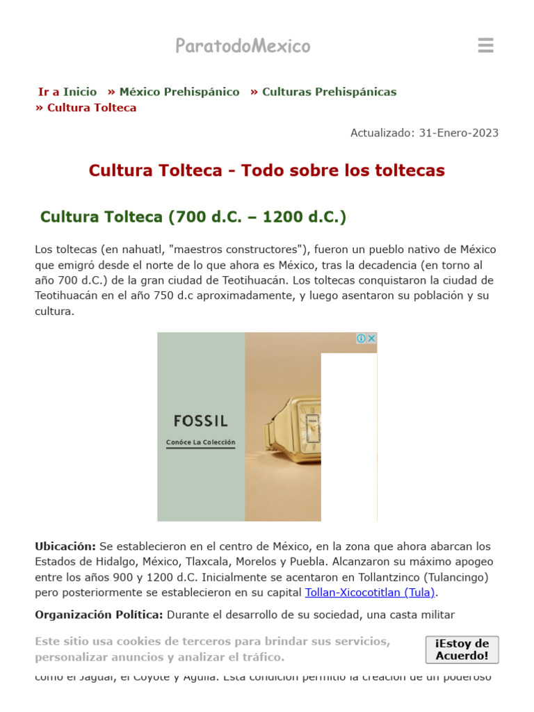 Cultura Tolteca - Todo Sobre Los Toltecas | PDF