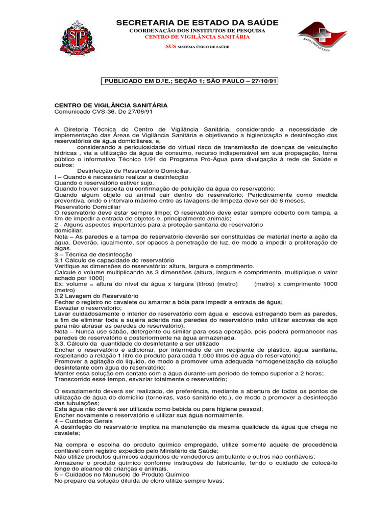 Comunicado CVS 36 1991 | PDF