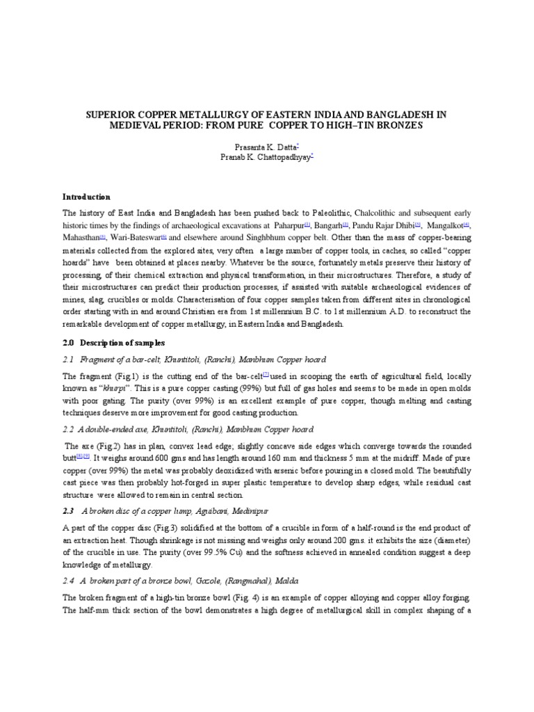 Medieval Copper Metallurgy in India | PDF | Copper | Iron