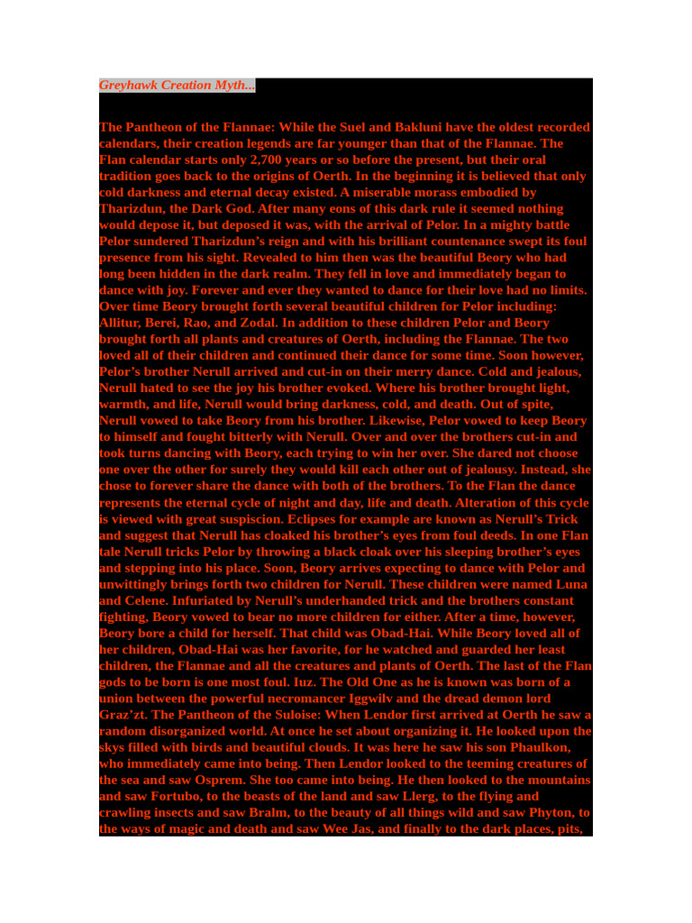 Greyhawk Creation Myth | PDF