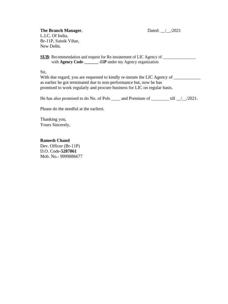 Reinstate Letter | PDF