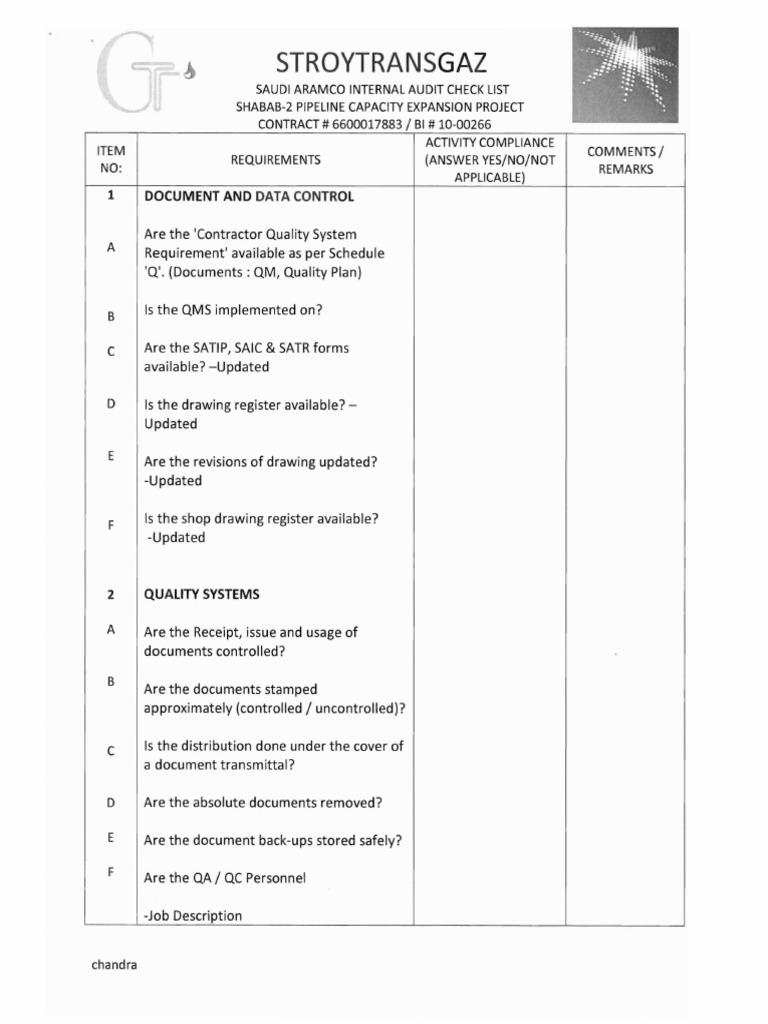 STG Scanned Audit Checklist | PDF