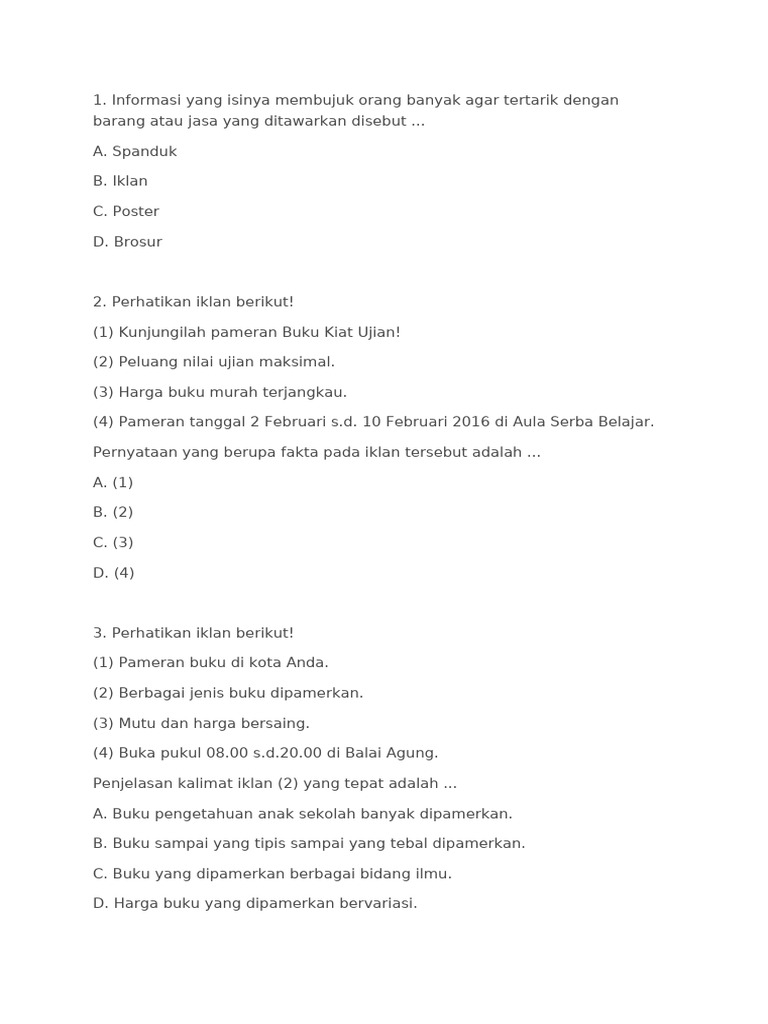 SOAL 1 (Iklan, Slogan, Poster) | PDF