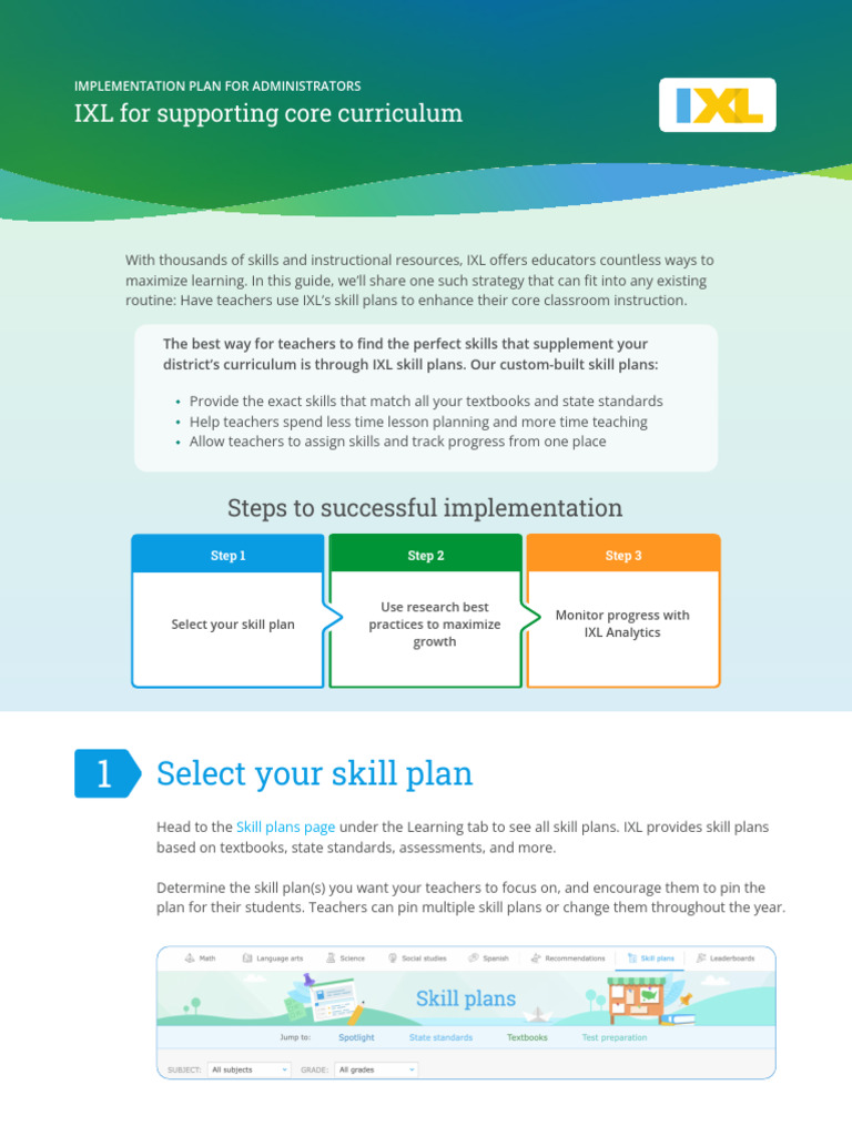 IXLAdmin Plan Core Curriculum | PDF