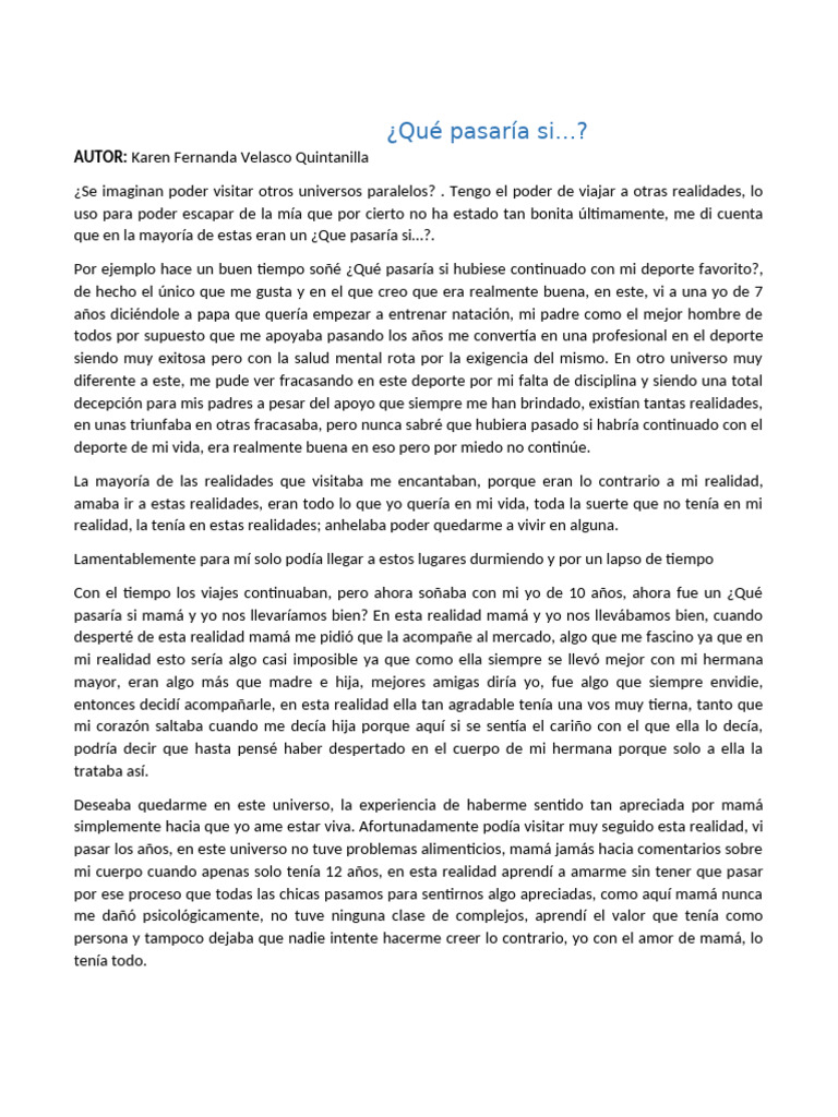 Qué Pasaría Si | PDF | Realidad | Relaciones personales, crianza y ...