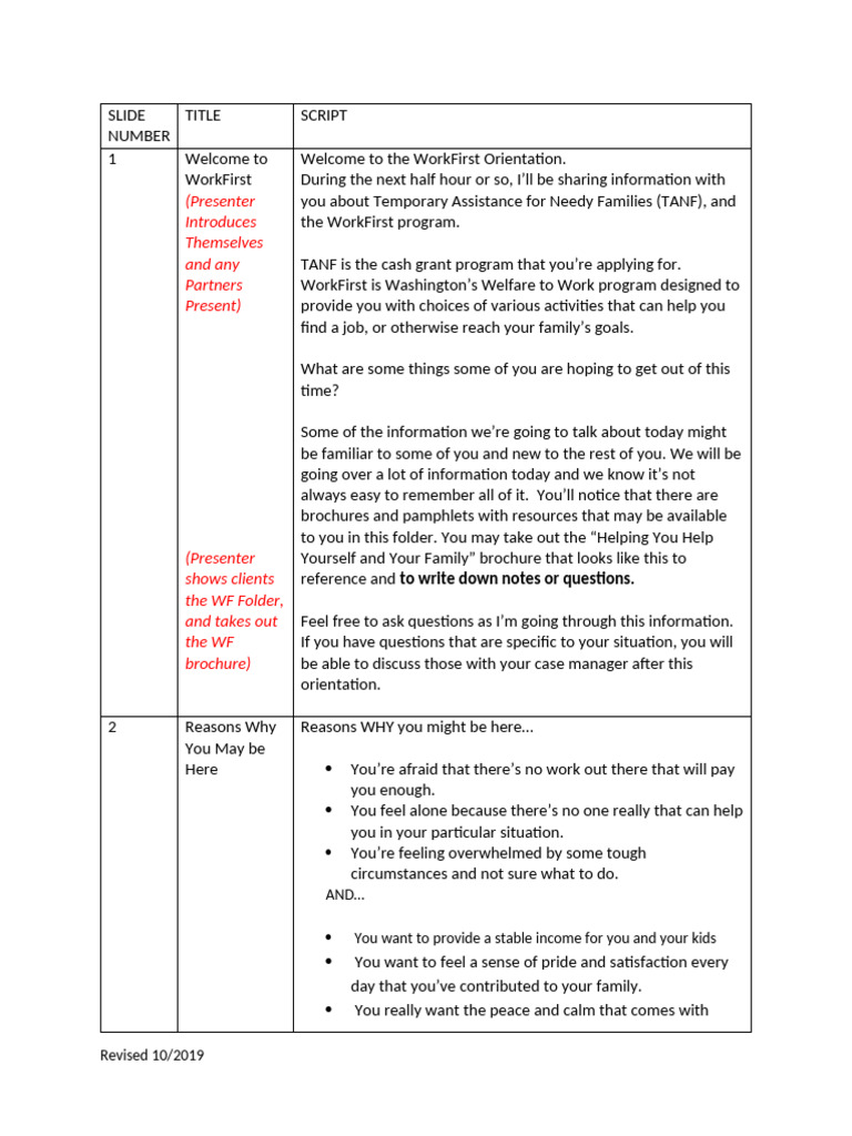 WF Orientation Script | PDF
