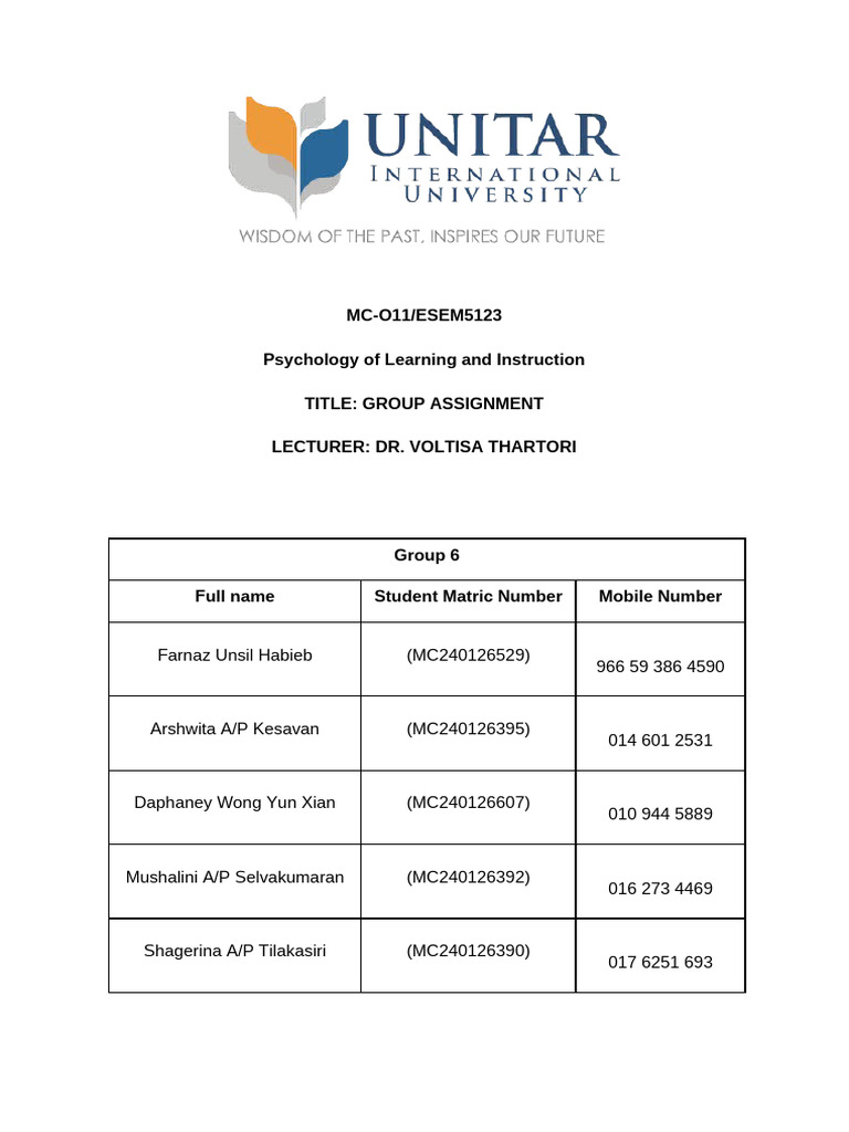 Group Assignment 6 (MC-O11ESEM5123) | PDF