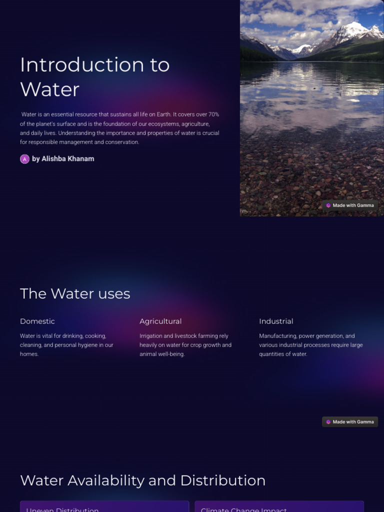Introduction To Water | PDF | Water | Fresh Water