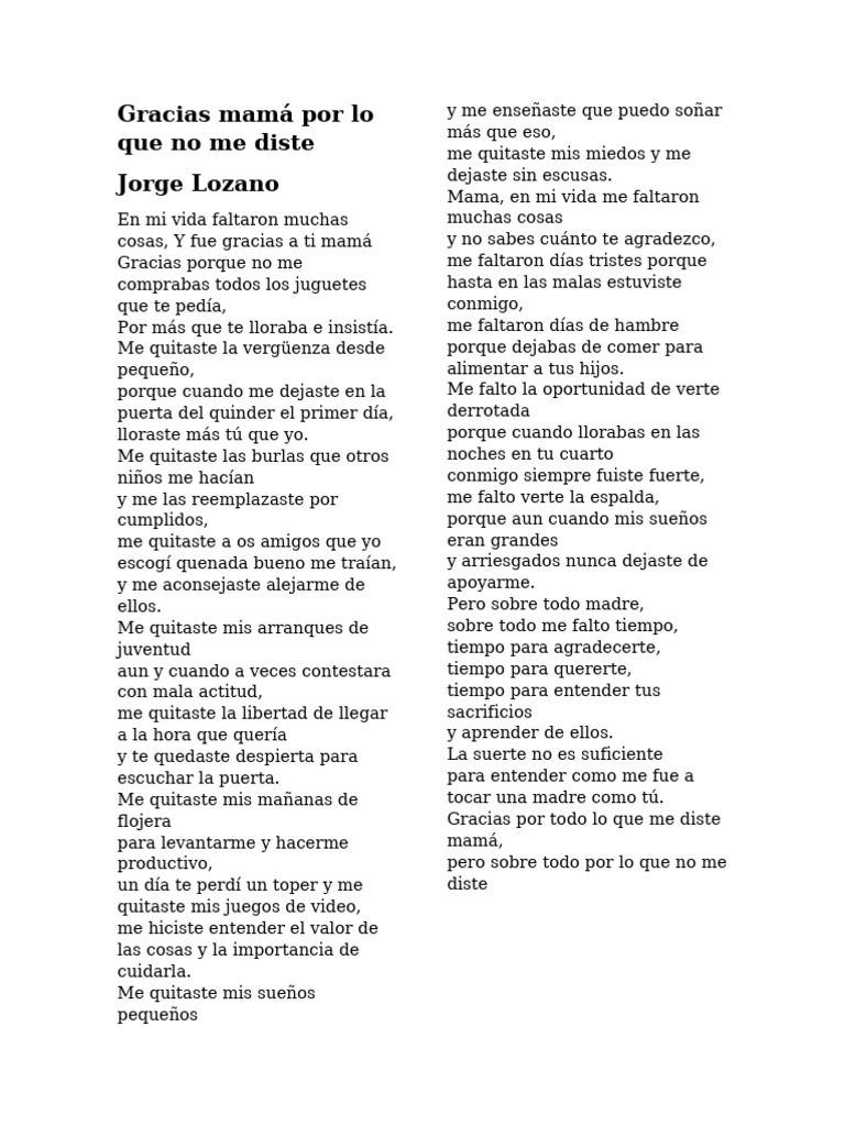 Poema Dia de Las Madres | PDF