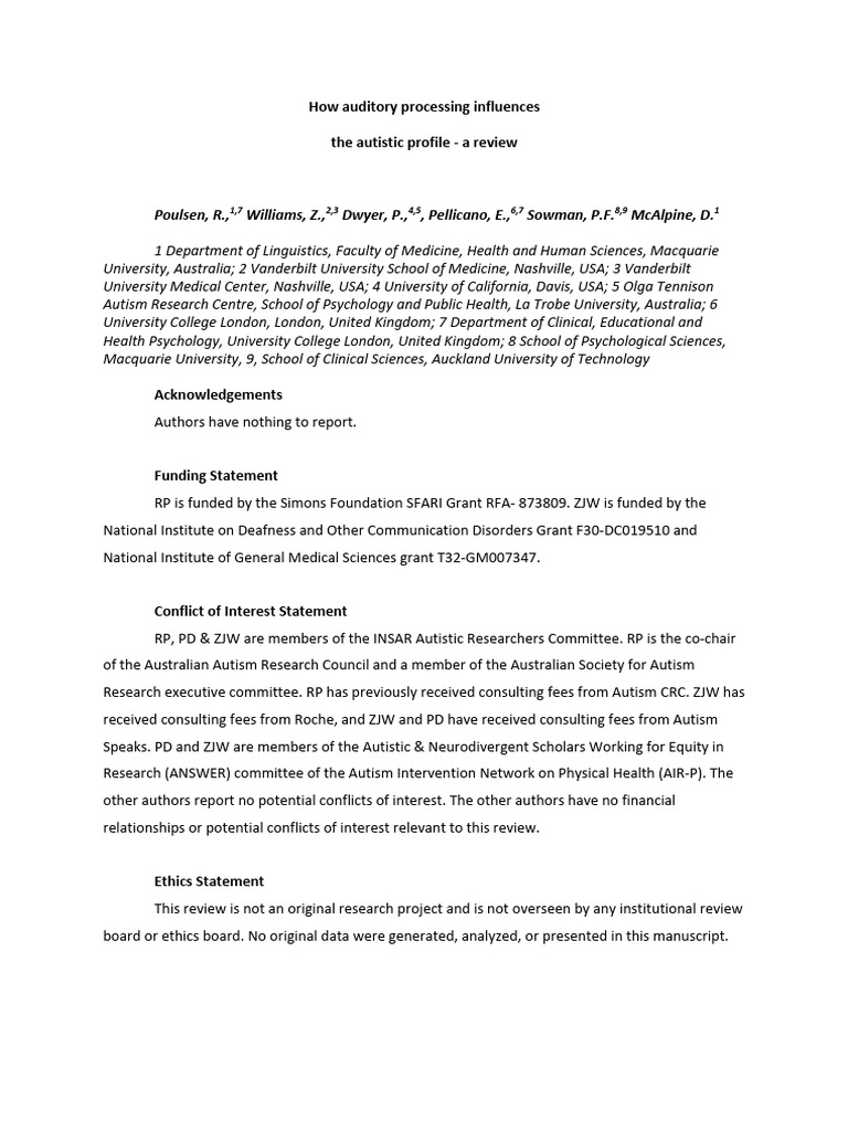 How Auditory Processing Influences The Autistic Profile-Updated ...