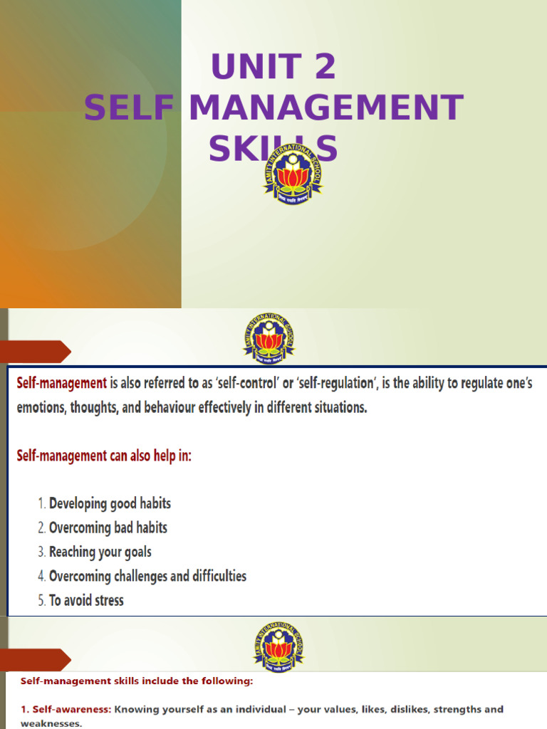 Unit 2 Self Management Skills | PDF