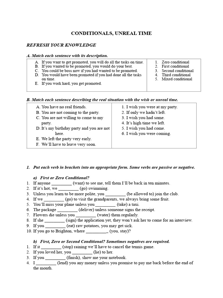 Conditionals, Unreal Time | PDF