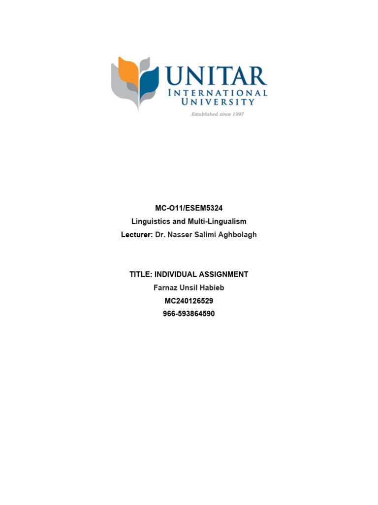 Individual Assignment ESEM5324 | PDF