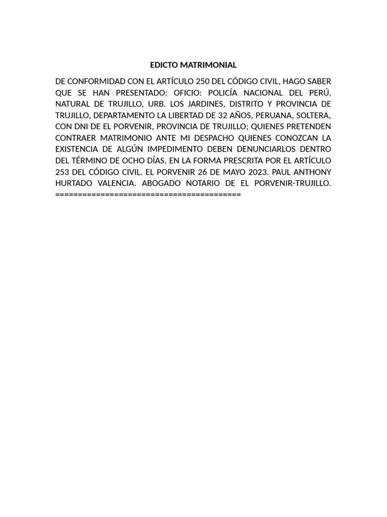 Edicto Matrimonial | PDF