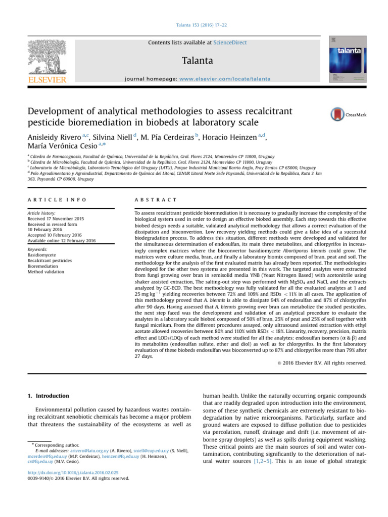 Development of Analytical Methodologies To Assess Recalcitrant | PDF