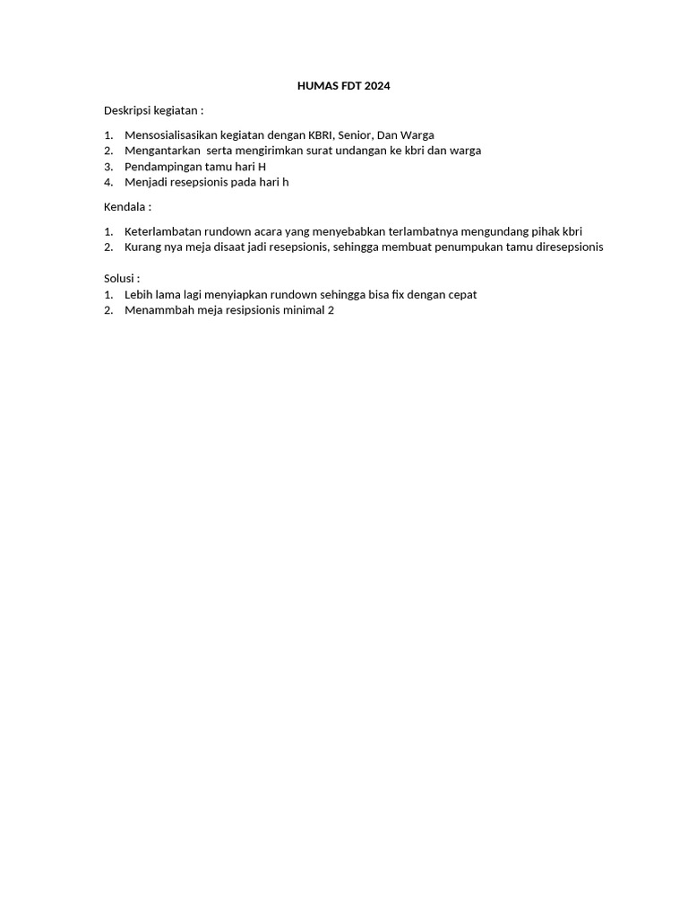 HUMAS FDT 2024 | PDF