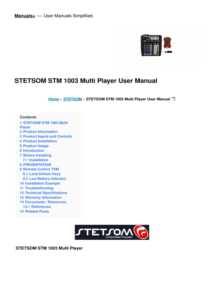 stm-1003-multi-player-manual | PDF