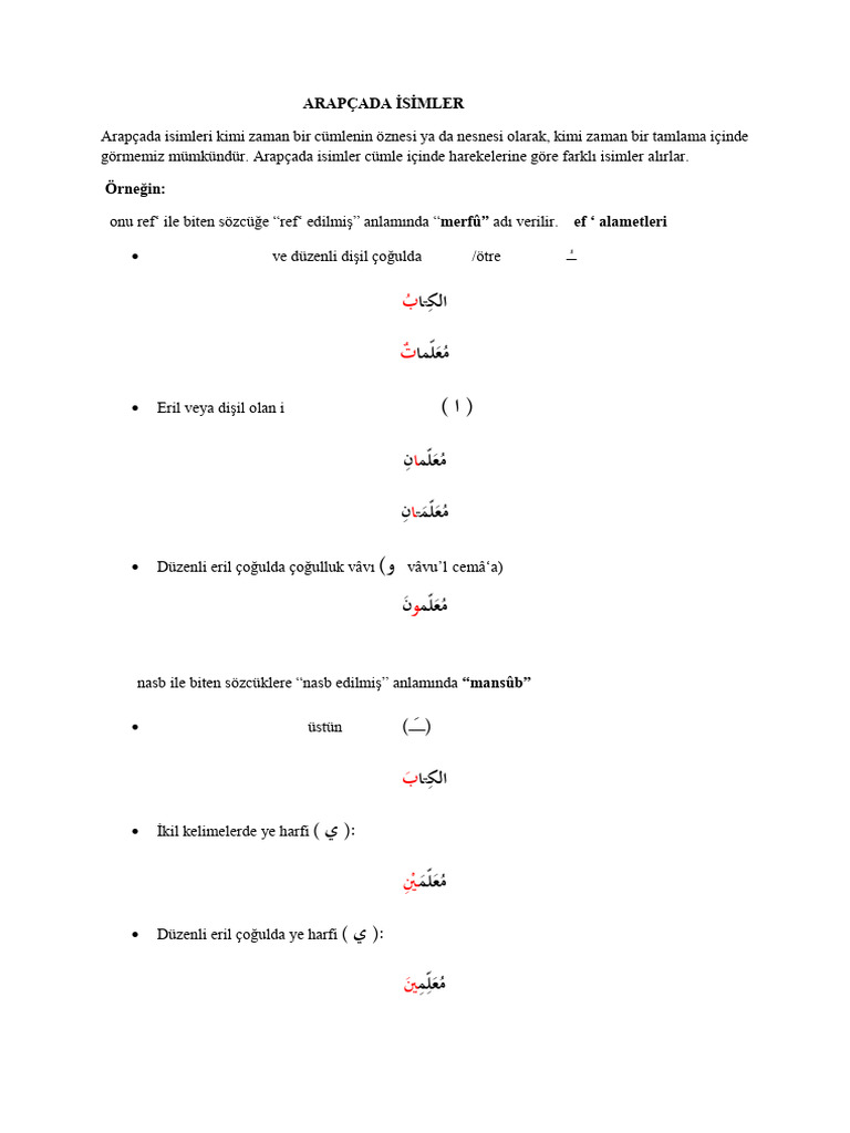 Arapçada Tekil-Ikil Ve Çoğul Isimler | PDF