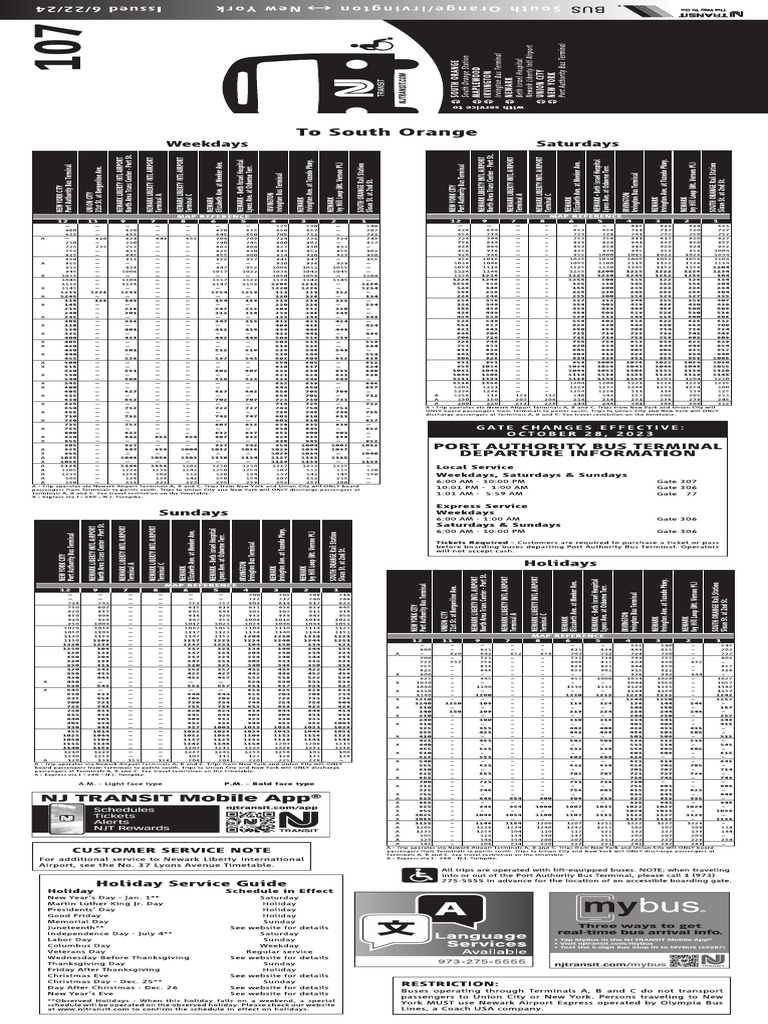 107 Bus Schedule | PDF