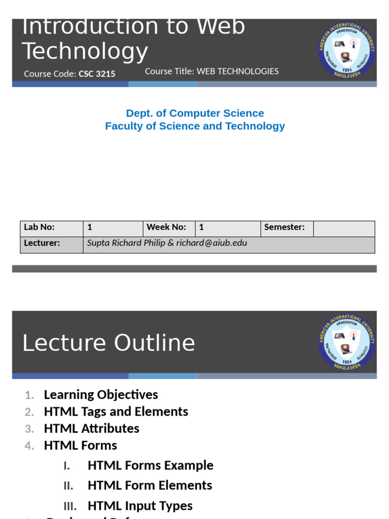 Lecture 01 WT Lab | PDF