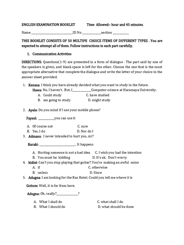 ENGLISH EXAMINATION BOOKLET by MOE 2015 | PDF