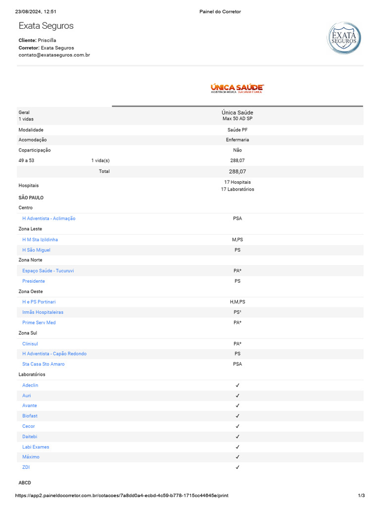 Priscilla - Unica Saúde | PDF