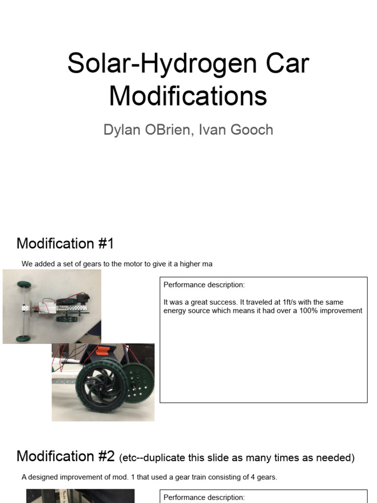 Copy of Solar-Hydrogen Car Modifications Example | PDF