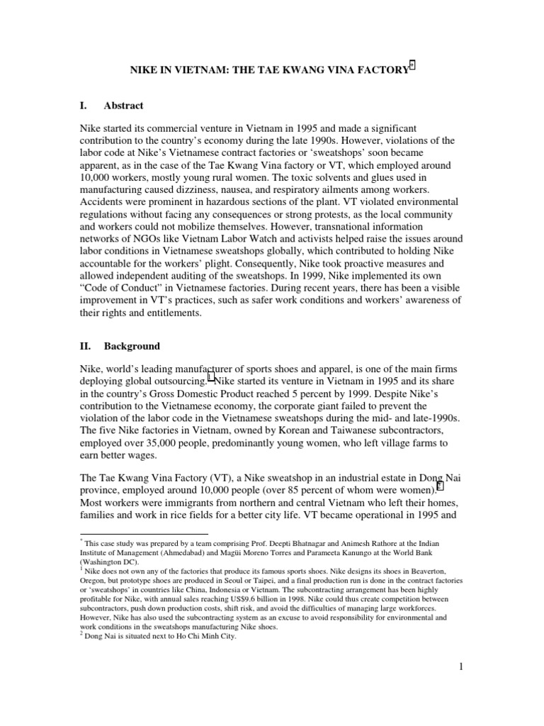 Nike Case | PDF | Sweatshop | Occupational Safety And Health