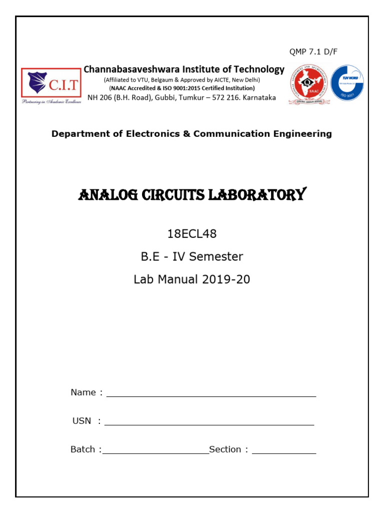 AC Laboratory 4 Sem | PDF